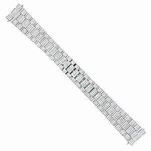 Ewatchparts 20MM 18KW PRESIDENT WATCH BAND WITH ALL DIAMOND LINKS COMPATIBLE WITH ROLEX DAY DATE 8CTS
