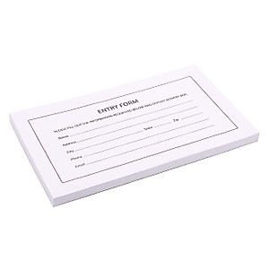 1000 Entry Forms - 10 Pads with 100 Sheets Per Pad - Entry Cards for Contests, Raffles, Ballots, Drawings, 6.2 x 3.7 Inches