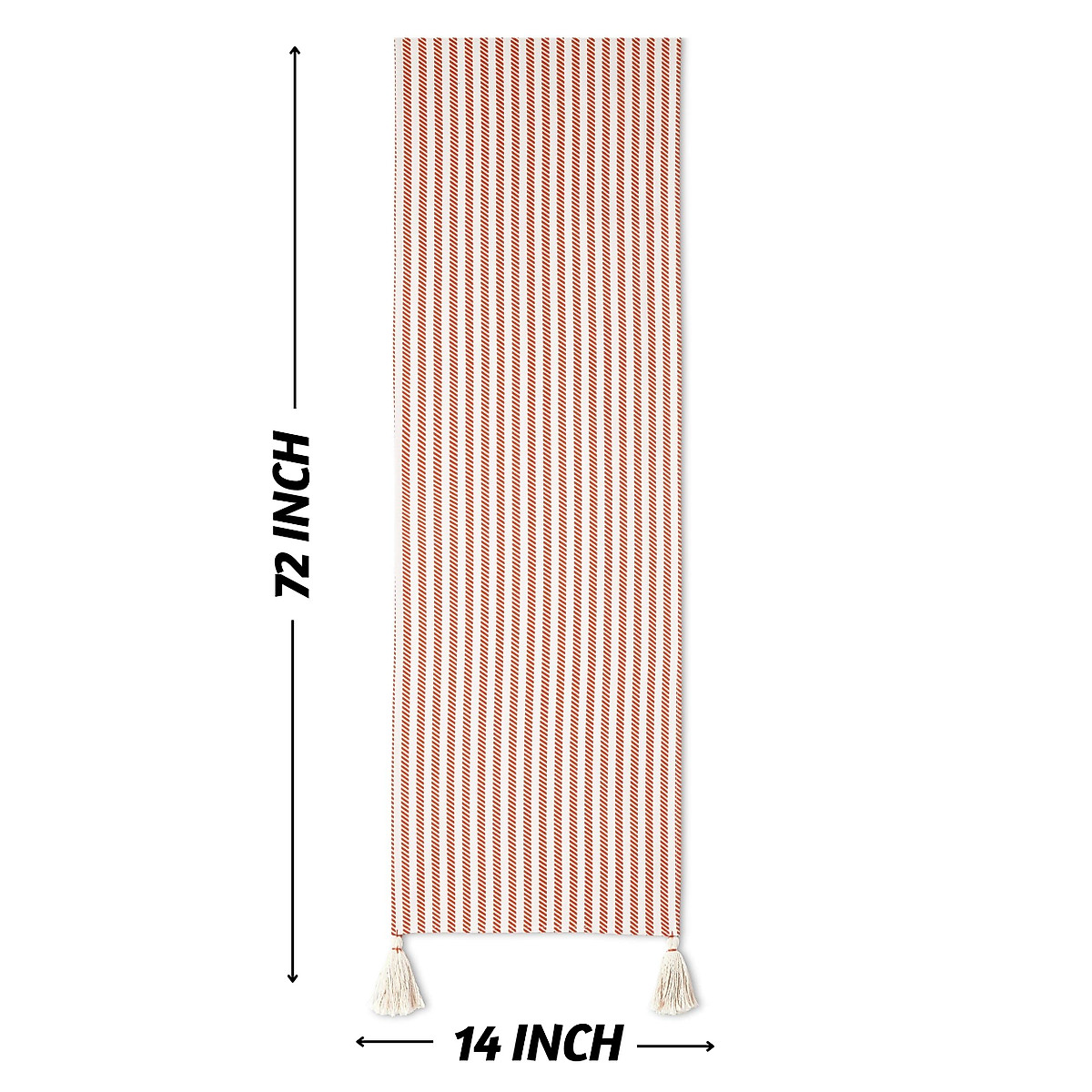 Folkulture Table Runner 72 Inches Long with Tassels for Dining Table Decor, 100% Cotton Farmhouse Style Table Runner, Boho Runner for Home Décor, Coffee Table Runner (Russet Orange)