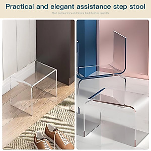 GETCK Acrylic Step Stool, 13.4 Inches Small Step Stool, Kids' Step Stool,Toilet Stool, Acrylic Stool,Plant Stand, Clear Footstool for Bathroom, Display Rack, Holds Up to 250lbs