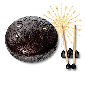 8 Note 6 Inch Beginner Steel Tongue Percussion Drum Set with Mallets, Finger Picks, Music Book and Travel Case by Trademark Innovations