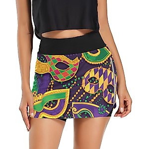 xigua Mardi Gras Women's Active Athletic Skirts with Pockets Skort Lightweight Tennis Skirt Golf Skorts