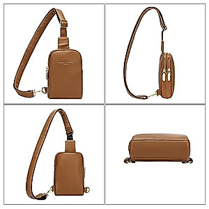 Haytijoe Small Sling Bag, Fanny Pack Purse Vegan Leather Crossbody Bags for Women, Gifts for Her (Brown)