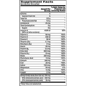 ONE A DAY Women's Prenatal 1 Multivitamin including Vitamins A, C, D, B6, B12, Iron, Omega-3 DHA & more - Supplement for Before, During, & Post Pregnancy, 30 Ct (Pack of 1)(Packaging May Vary)