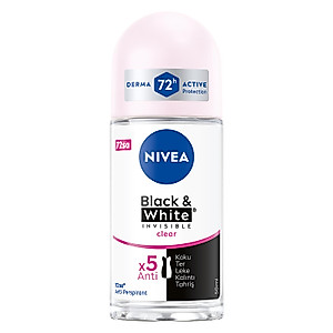 Nivea Invisible for Black & White Clear Roll-On Anti-Perspirant Deodorant 50 ml (Pack of 3)