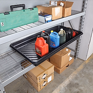 PIG Containment Tray New Pig Utility Tray 23-Gallon Sump Capacity 52" x 28" x 5" Plastic Tray PAK919, Black