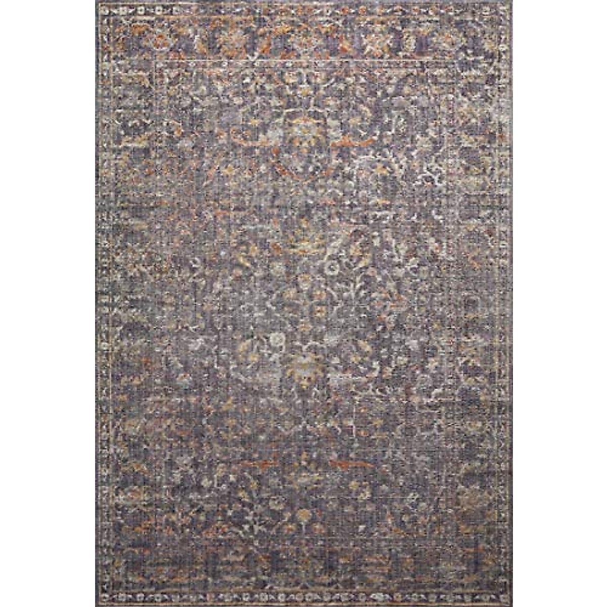 Loloi Chris Loves Julia x Rosemarie ROE-04 Graphite/Multi Oriental Area Rug 7'-9" x 7'-9" Round