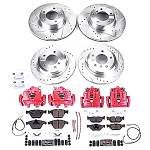Power Stop Front and Rear KCH11326 Z23 Daily Driver Brake Pad Rotor Caliper and Hose Kit