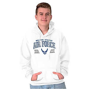 Brisco Brands US Air Force Wing Emblem Established Hoodie Sweatshirt Women Men White