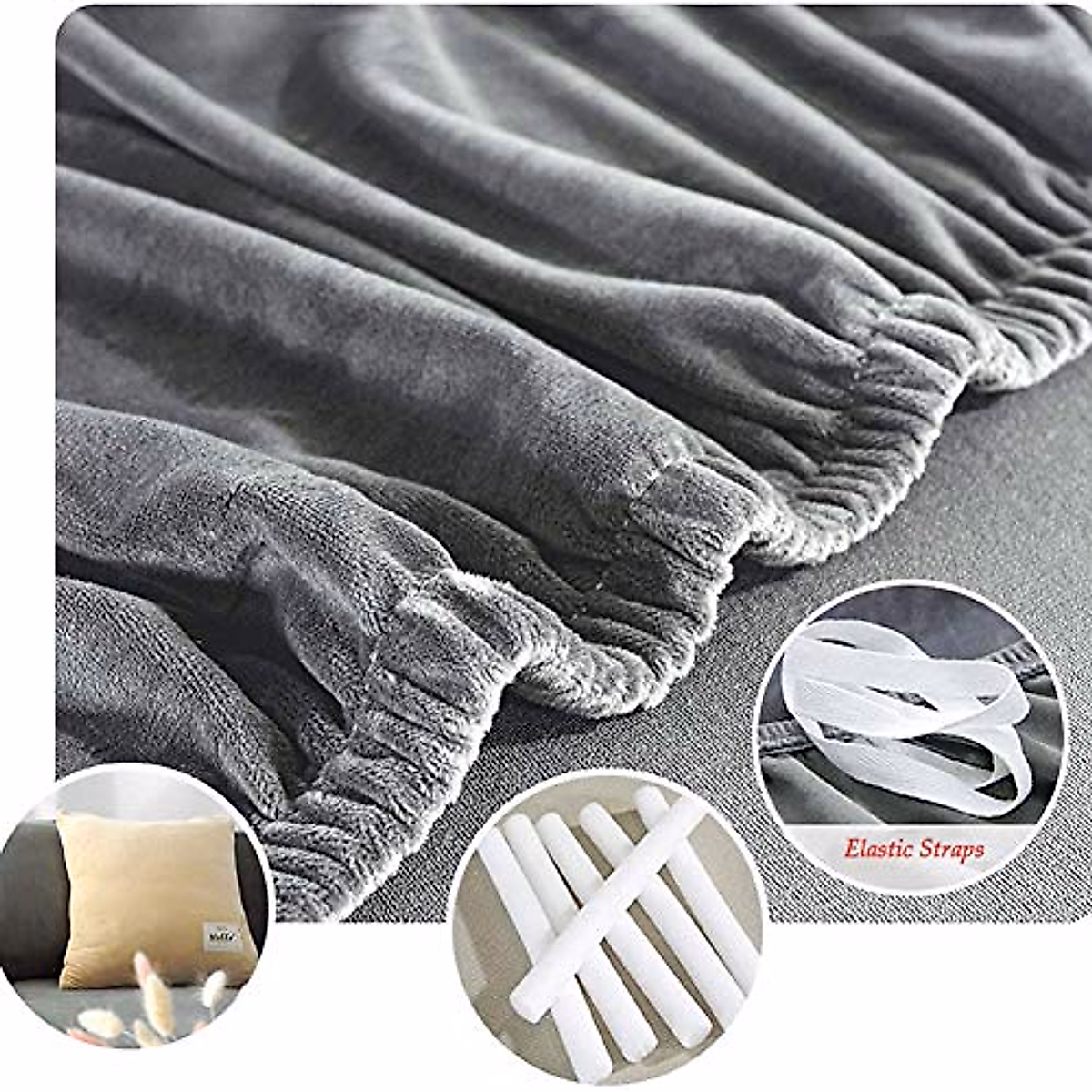 Stretch Sofa Covers 1/2/3/4 Seater Thick Sofa Slipcover Velvet Easy Fit Elastic Fabric Sofa Protector Couch Pet Protector Blue 2 Seater (Pink 1 Seater)