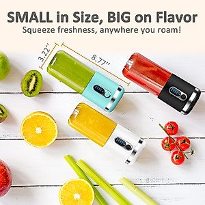 BESNOOW Portable Blender, Personal Blender for Shakes and Smoothies, 4000mAh USB Rechargeable, BPA Free 15.2 Oz 450ML Juicer Cup with 6 Blades and Lid, Portable Juicer for Kitchen/Travel(Light Blue)