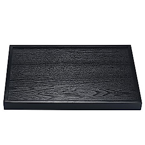JPCRAFT Rectangle Wooden Serving Tray Breakfast Tray with Handles, Black, 15.75 by 11-Inch