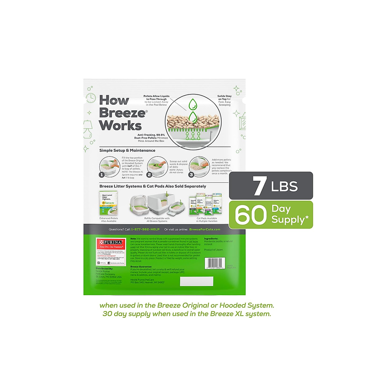 Purina Tidy Cats Breeze Litter Pellets Refill Pouch, Made for Multiple Cats, Anti-Tracking for Breeze Litter System, 7 LB (Pack of 4)