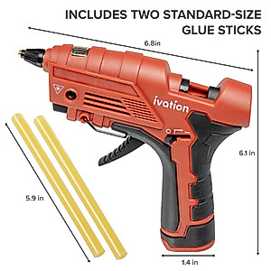 Ivation Cordless Butane Powered Glue Gun, Fast Heat-Up Gas Powered Hot GlueGun with Self-Regulating Temperature for DIY Projects, Arts & Crafts, Woodworking, Home Repairs Gift Decorations & More