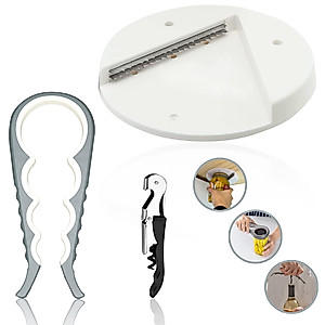3 PCS Under Cabinet Jar Opener, 4 in 1 Multi Function Can Opener Set Bottle Opener Kit with Silicone Handle and Waiter Corkscrew Wine Opener, Jar Opener For Women Seniors With Arthritis Weak Hands
