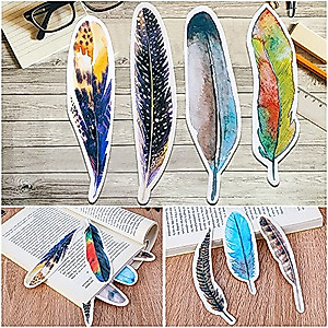 MWOOT 30Pcs Feather Shape Paper Bookmarks,Feather Colorful Paper Clips Bookmark Set ,Creative Book Markers Gifts for Kids Women Men Girls(30 Styles)