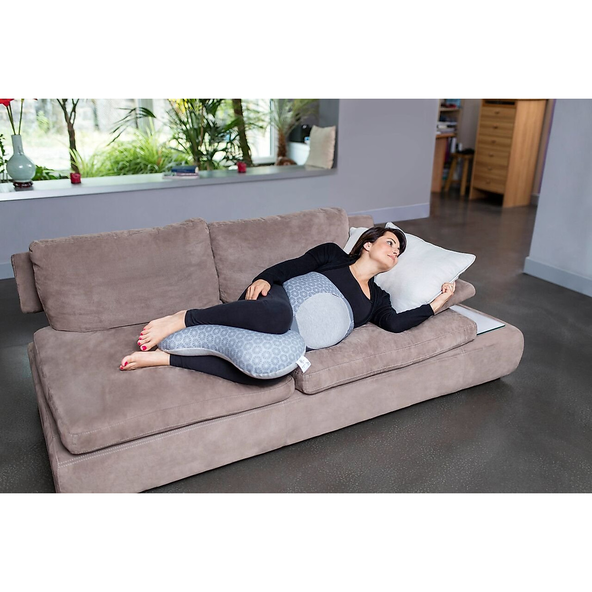 Babymoov Mom & Baby Pillow | Ultra Soft Cushion for Sleeping, Reading, Leg Support, Pregnancy, Nursing & Breastfeeding Gray 22x12x6.5 Inch (Pack of 1)