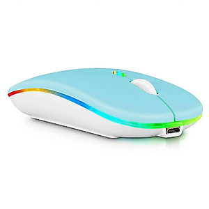 UrbanX Bluetooth Rechargeable Mouse for Lenovo 81UT00EAUS IdeaPad Laptop Bluetooth Wireless Mouse Designed for Laptop/PC/Mac/iPad pro/Computer/Tablet/Android RGB LED Turquoise