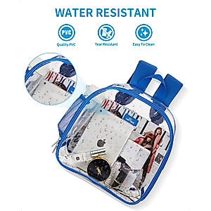 Bgenius Clear Backpack Stadium Approved, Small Clear Backpack with Padded Shoulder Straps for School Security Travel Concert Sport Events - Blue