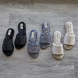 Dearfoams Women's Beatrice Velour Slide Slipper, Black, X-Large