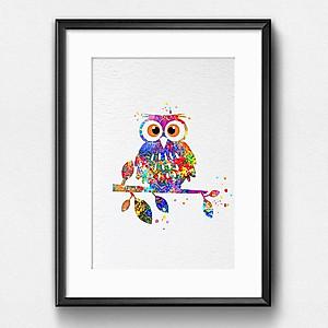 Dignovel Studios 8X10 Unframed Owl Watercolor illustrations Art Print Poster Wildlife Animal Bird N105