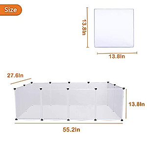 Linifar Small Pet Playpen, Plastic Hamster Yard Fence Cage Portable Metal Enclosure for Guinea Pig Hamster Ferret Bunny Rat Hedgehog Puppy Small Animal, DIY 12 Panels Outdoor (13.8 x 13.8 inches)