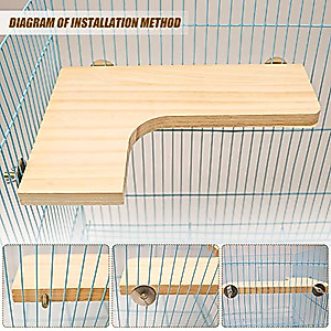 Squirrel Gerbil Chinchilla and Dwarf Hamster L-Shaped Pedal Wooden Platform, 3 Pieces of Natural Wooden Parrot Hamster Round Standing Board, Rat Activity Chinchilla Bird Cage Accessories (Style-1)