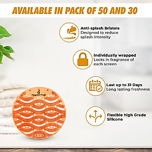 Urinal Screen Deodorizer (30Pack) Anti Splash Long Lasting Fragrance Urinal Cakes Eliminate odours Keeps Bathroom fresh- For Public and Private restrooms-Multiple Use-Orange Citrus