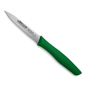 ARCOS 2 Pieces Paring Knife Set. 2 Peeling Knives of Stainless Steel and Ergonomic Polypropylene Handle for Cutting Fruits, Vegetables and Tubers. Series Nova. Color Green