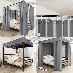 Kmhesvi Grey Canopy Bed Curtains - 4 Corner Post Bed Curtains Canopy King Bed Canopy Curtains for Adults Girls Bedroom Decoration(Grey, King)