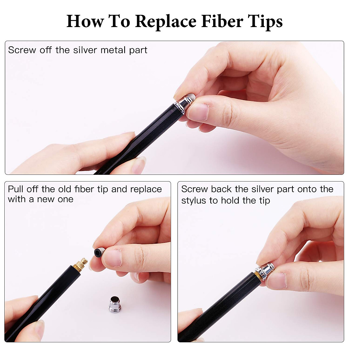 StylusHome Stylus Pens for Touch Screens(6 Pcs),Sensitivity 2 in 1 Fiber Tips Capacitive Stylus with 12 Extra Replaceable Tips for iPad iPhone Tablets Samsung Galaxy All Universal Touch Screen Devices