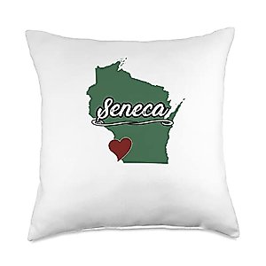 SENECA WI - Clothing and Merch Seneca-Wisconsin | WI USA-City State Souvenir-Throw Pillow, 18x18, Multicolor