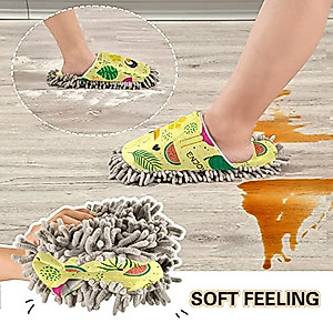 Doodle Flamingo Woman & Man Mopping Slippers with Soft Warm Comfort Wearing Experience. Clean Floor While Walking, Low Walking Noise, Size:US 5-8