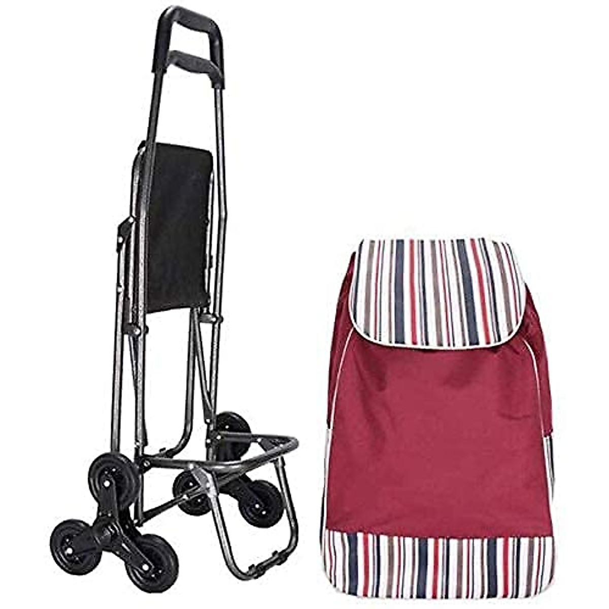 Shopping Trolley on Wheels Multi Function Shopping Cart Trolley On 6 Wheels Portable Aluminum Alloy Folding Elderly Supermarket Trolley with Seat Plate Storage Hand Trucks,Blue ,