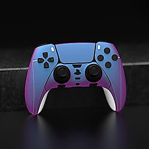 PlayVital Skin Decals Set for ps5 Edge Controller, Custom Sticker Vinyl Decal Skins Wrap for ps5 Edge Wireless Controller - Chrome Purple Blue