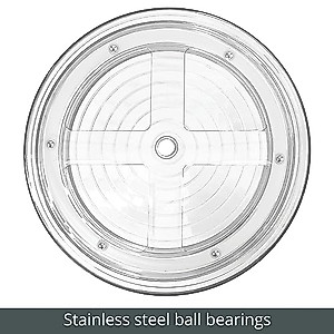 mDesign 2-Tier Lazy Susan Makeup Organizer - 9-Inch Lazy Susan Turntable Organizer for Bathroom Counter, Cabinets, Vanity - Bathroom Lazy Susan for Cosmetics Storage - Ligne Collection, Clear/Chrome