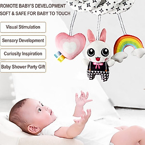 AIPINQI Spiral Stroller Toys, Infants Baby Car Seat Toys Comfortable Pram Crib Plush Toy for Boys Girls Spiral Hanging Toys for Car Seat,Rabbit