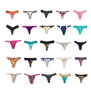 EMBEK Sexy Underwear for Women 8 Pcs of Silk G-string T-back Lace Thong Varieties Panties
