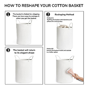 Goodpick Large Baby Laundry Basket, Woven Nursery Hamper for Clothes, Blankets, Toys, Towels, Decorative White Storage Baskets for Nursery, Living Room, Bedroom, 15 x 20 inches, 58L