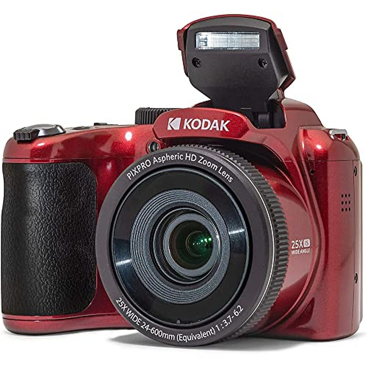 Kodak AZ255-RD PIXPRO Astro Zoom 16MP Digital Camera 25X Optical Zoom Red Bundle with Lexar 32GB High-Performance 800x UHS-I SDHC Memory Card Blue Series