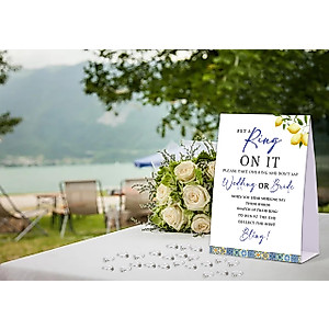 Blue Tiles and Lemons Don't say Bride or Wedding Game, Put a Ring on It Bridal Shower Game with 50 Fake Rings, Modern Bridal Shower Decorations, Wedding Shower or Bachelorette Party Supplies - 06