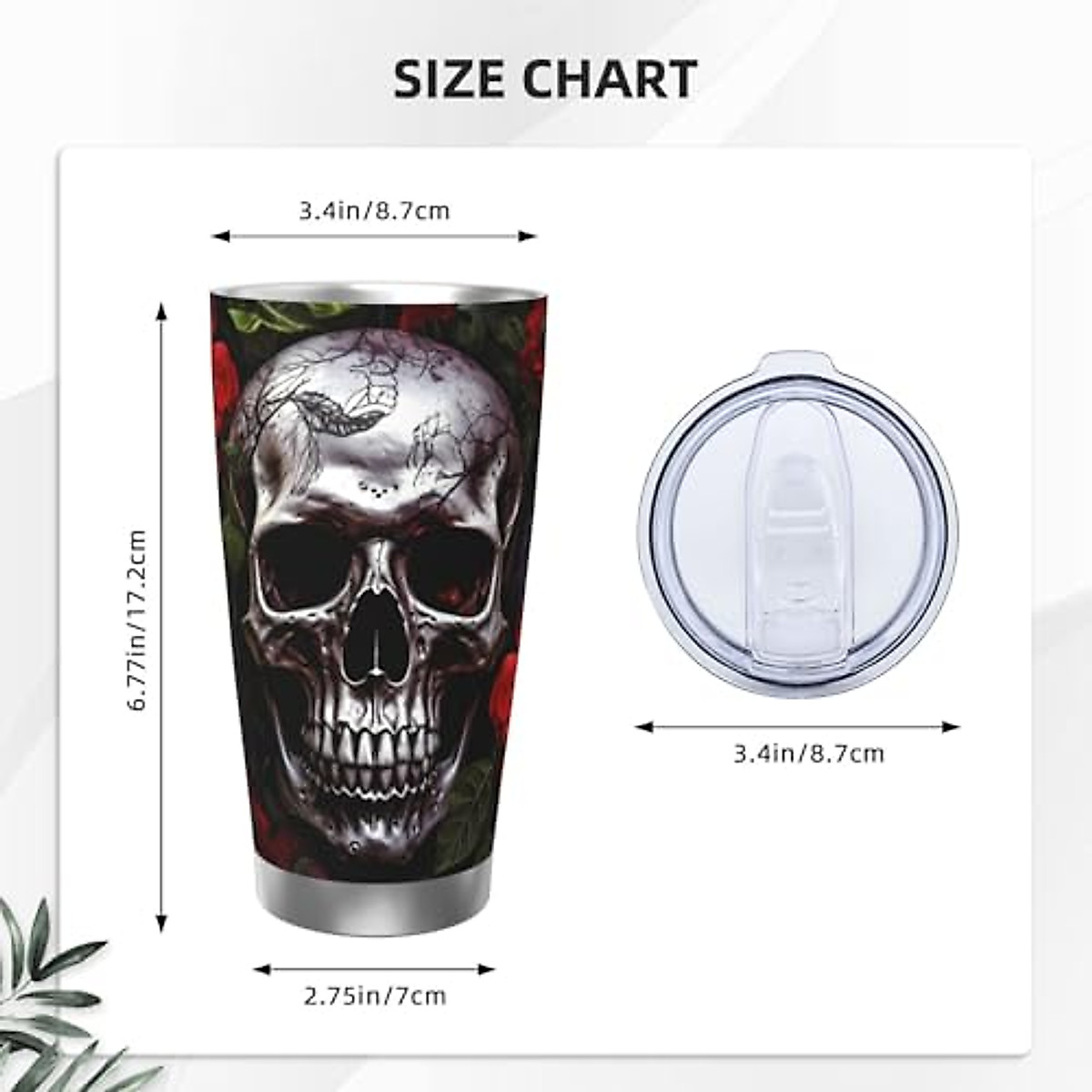 quopvn Halloween Skull Print 20oz Car Cup Ps Material Lid, Perfect For Hot & Cold Drinks