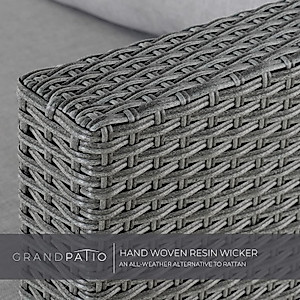 Grand patio 5-Piece Outdoor Sectional Sofa Sets, All-Weather Wicker Patio Furniture Sets with Fire Pit Table and Outdoor Storage Box for Backyard Garden Poolside(Greige)