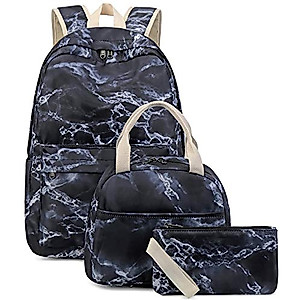 Bluboon School Backpack Teens Girls Boys Kids School Bags Bookbag with Lunch bag pencil pouch (Black)