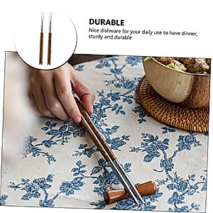 BESTonZON 2 Pairs Stainless Steel Splicing Chopsticks Metal Chopsticks Camping Dinnerware Japanese Food Chop Sticks Stainless Steel Chopsticks Table Silverware Household Flatware Home Supply