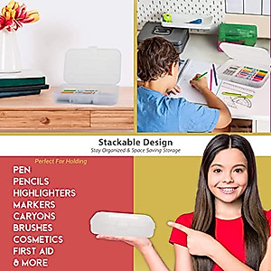 1InTheOffice Pencil Box, Translucent Clear (6 Pack)