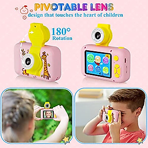 QUTOGO Kids Camera for Girls, HD Video Digital Camera for Kids, Girls Birthday Gifts Toys Children Kid Selfie Camera with 32GB Card, Toddler Camera for 3 4 5 6 8 10 11 12 Year Old, Pink
