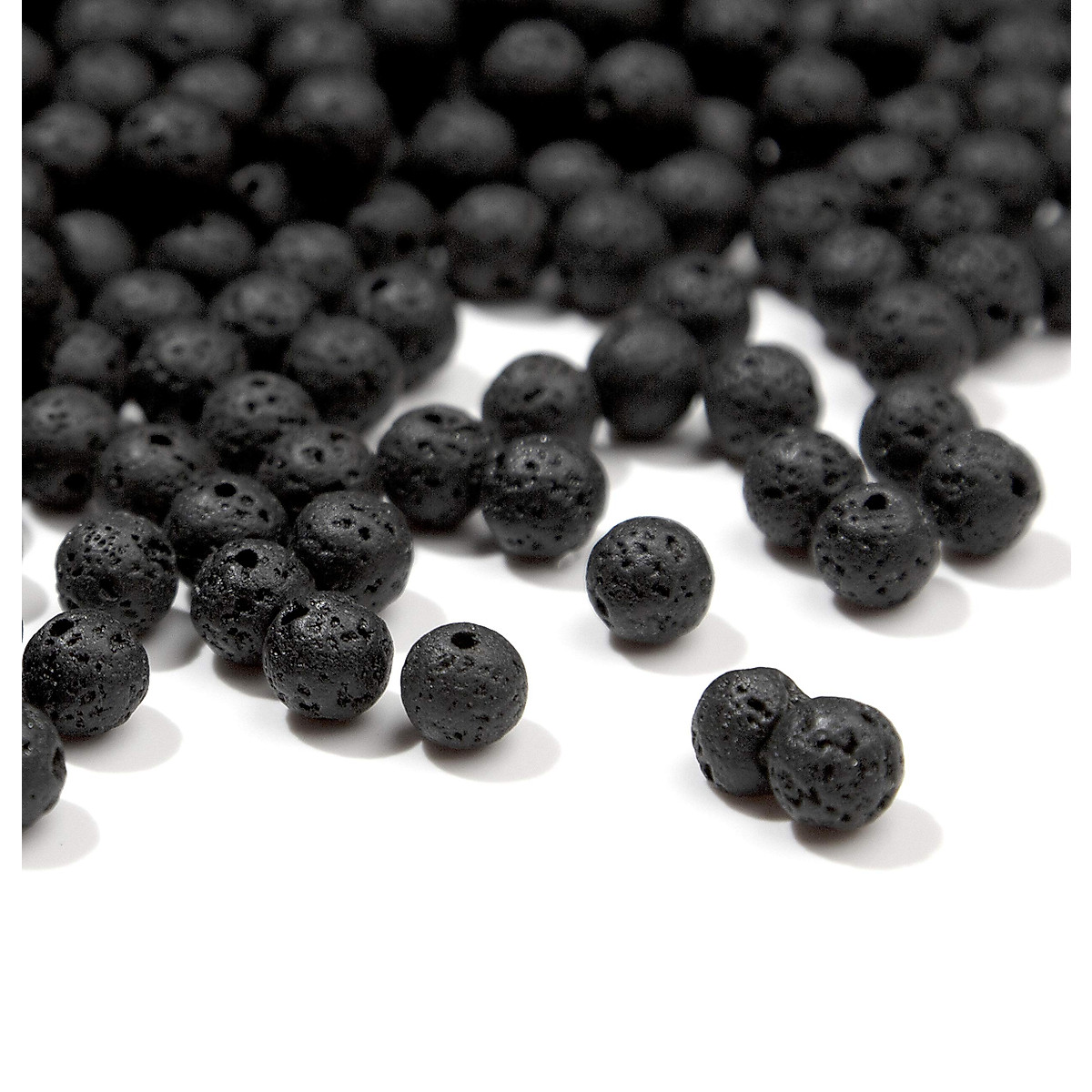 Cousin DIY Natural Black Lava Stone Loose Round 8mm Aromatherapy Beads for Essential Oils and DIY Jewelry Making