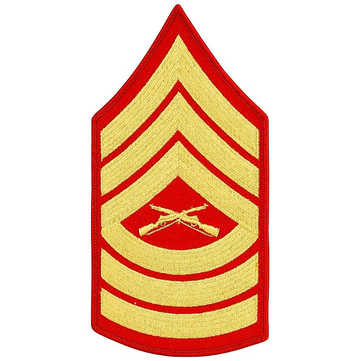 United States Marine Corps USMC chevron gold embroidered on red MSGT Master Sergeant