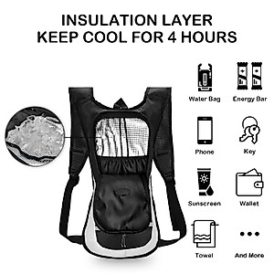 CKE Hydration Backpack with 2L Hydration Bladder Camelback Water Backpack for Men Women Kids for Hiking Running Cycling Biking Ski Camping - Black